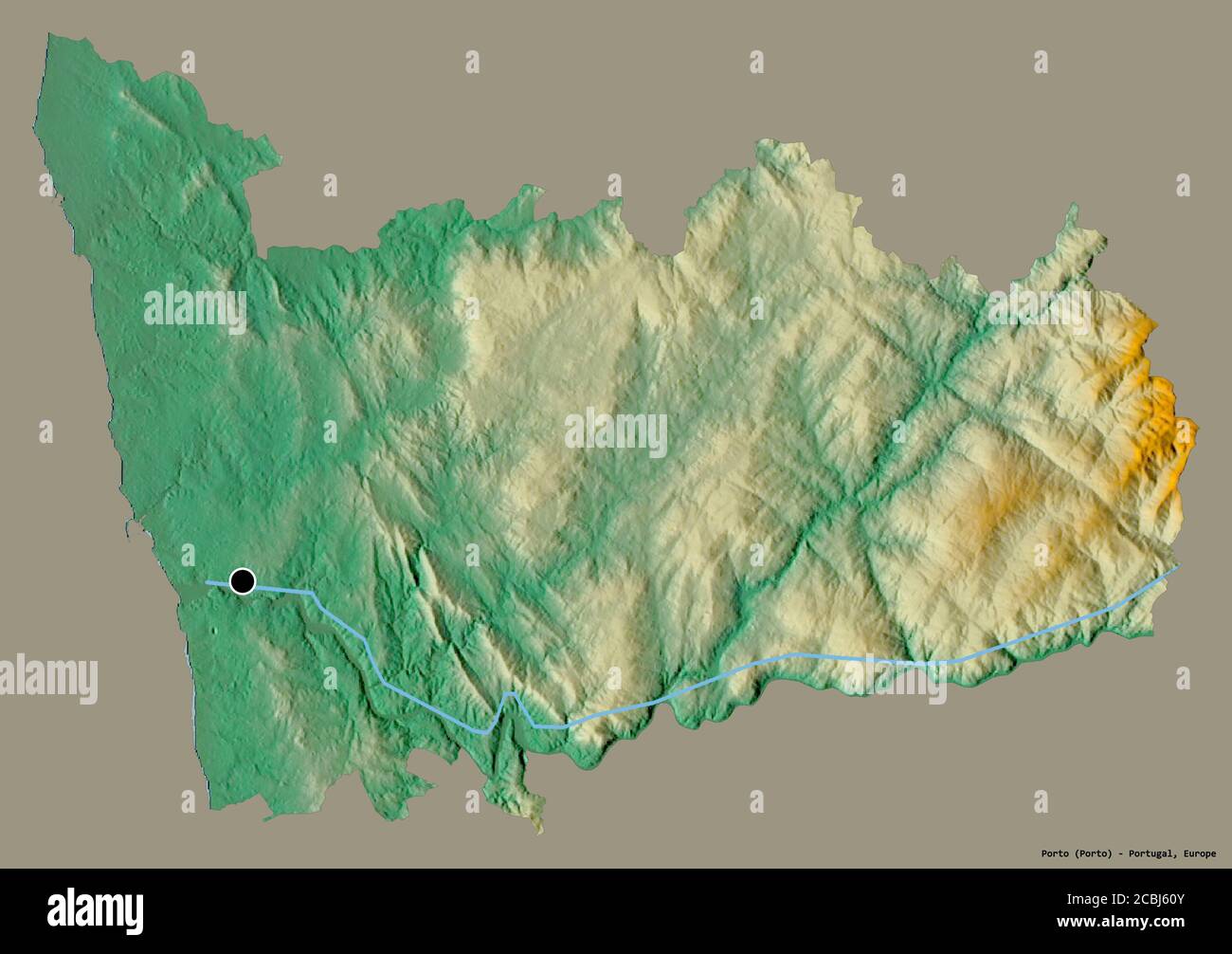 Portugal district porto relief map Banque de photographies et d’images ...
