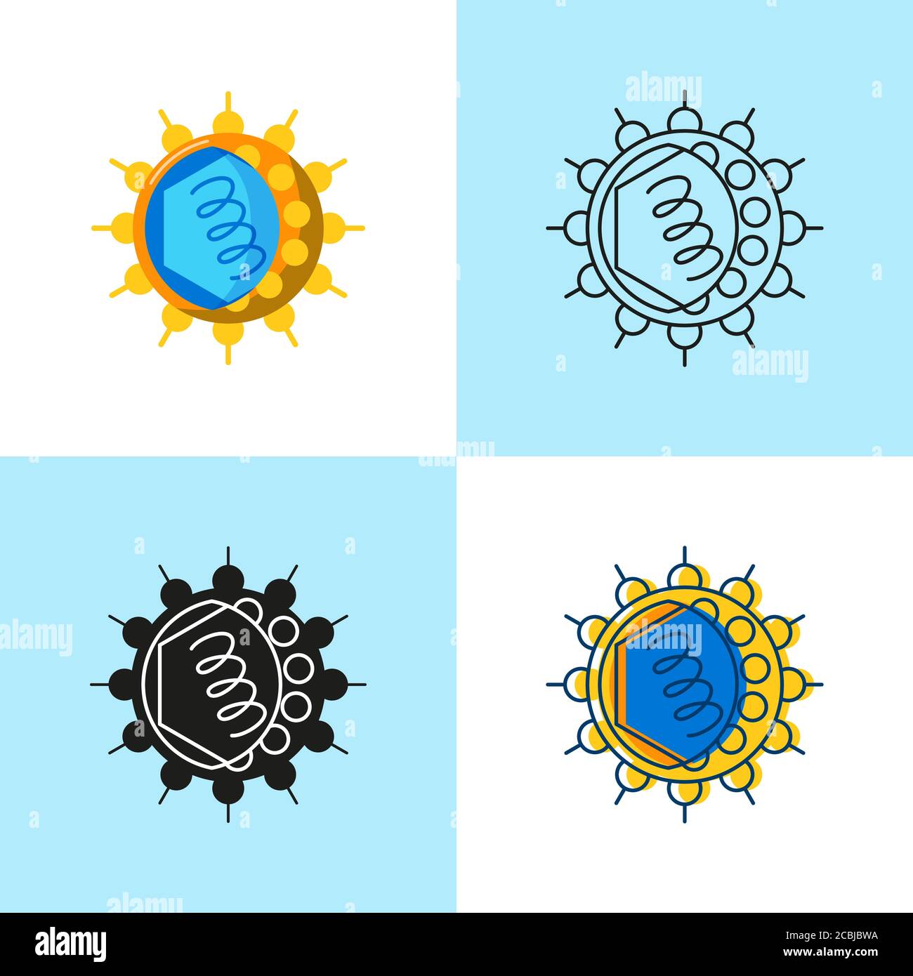 L'icône du zona varicelle est en forme de ligne et de plat. Collection ...