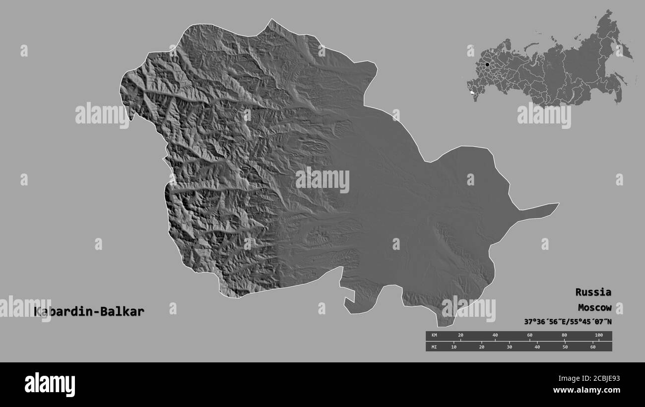 Forme de Kabardin-Balkar, république de Russie, avec sa capitale isolée ...