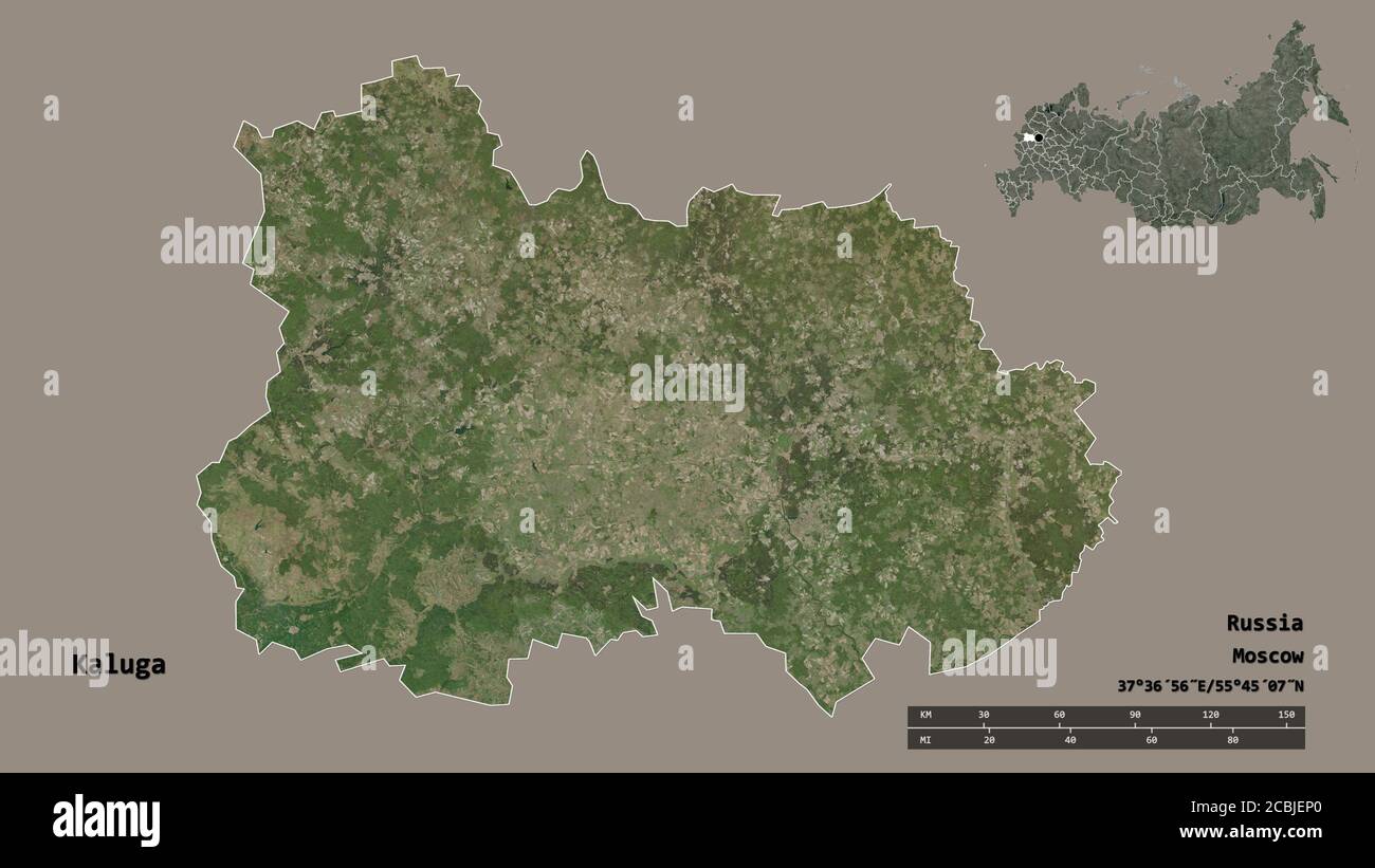 Forme de Kaluga, région de Russie, avec sa capitale isolée sur fond ...