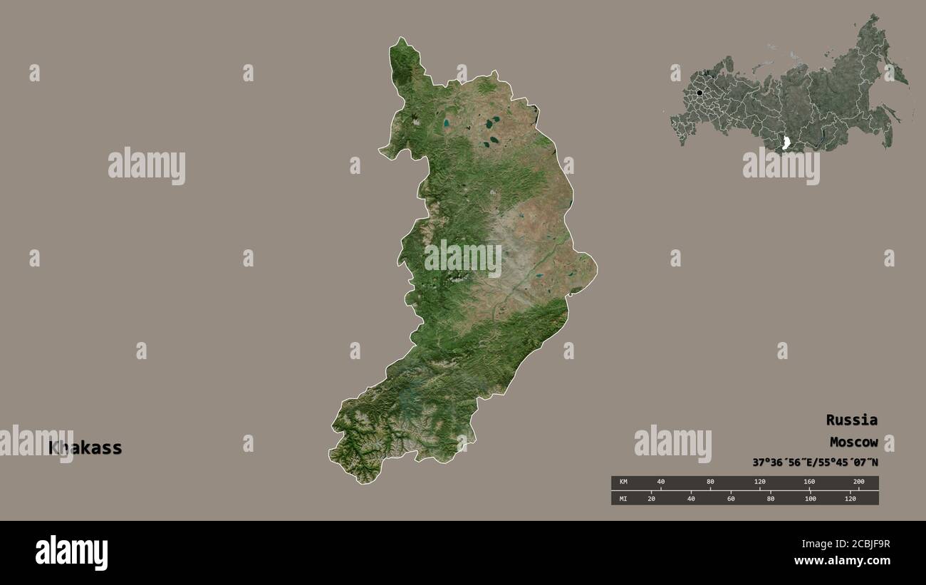 Forme de Khakass, république de Russie, avec sa capitale isolée sur ...