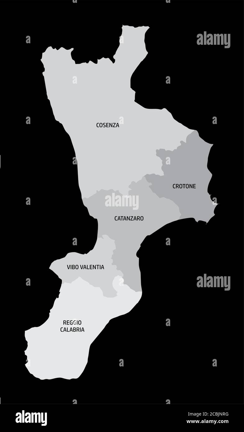 Carte de la région de Calabre Image Vectorielle Stock - Alamy