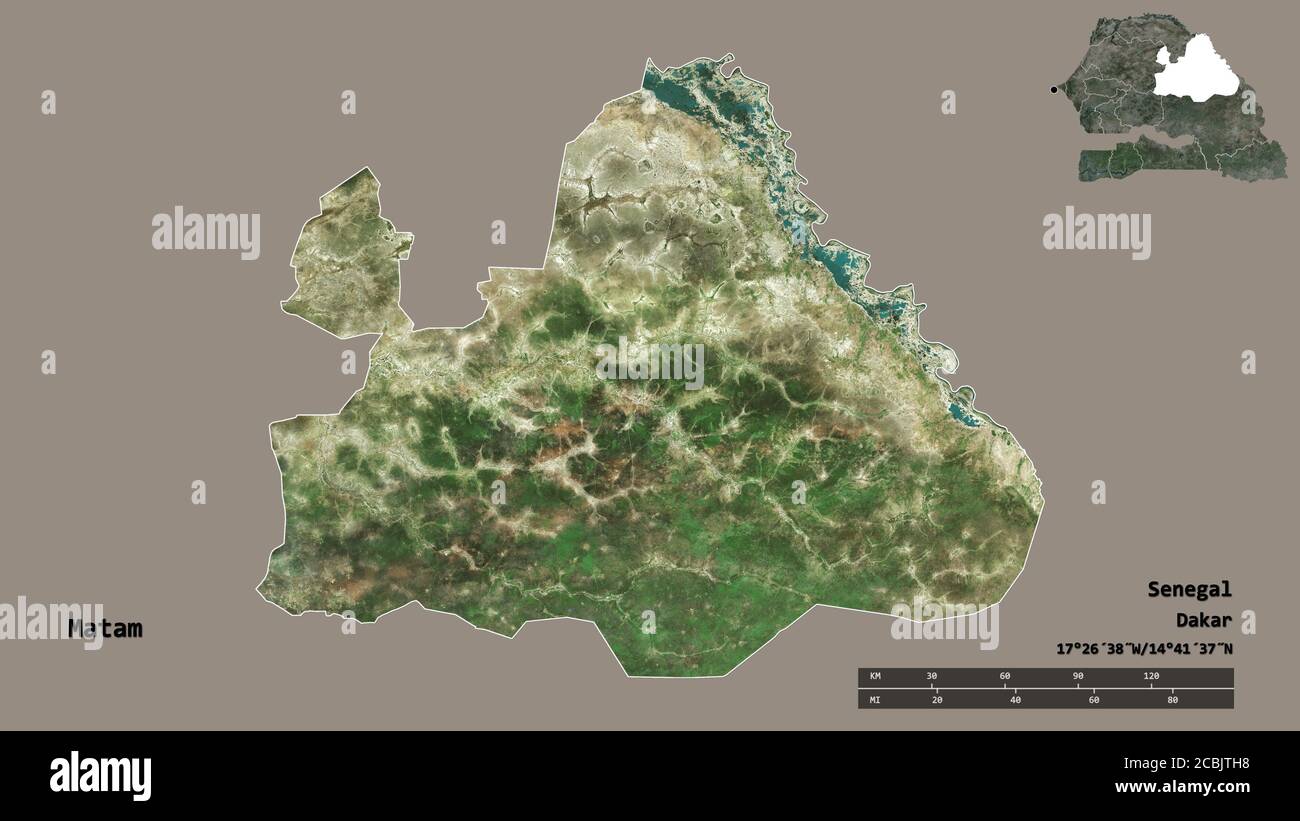 Forme de Matam, région du Sénégal, avec sa capitale isolée sur fond ...