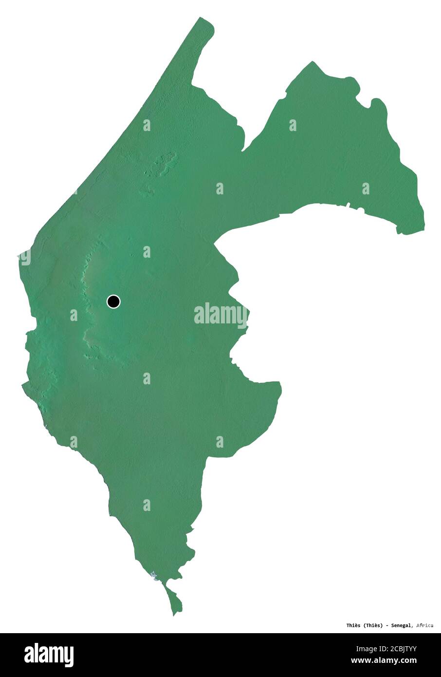 Forme de Thiès, région du Sénégal, avec sa capitale isolée sur fond ...