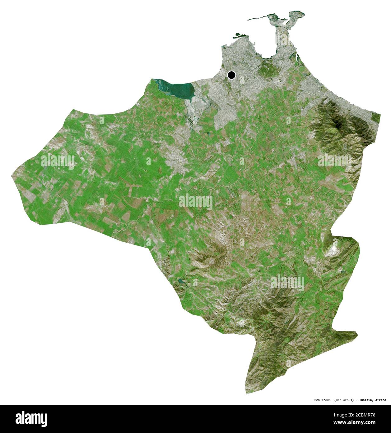 Forme de Ben Arous , gouvernorat tunisien, avec sa capitale isolée sur ...