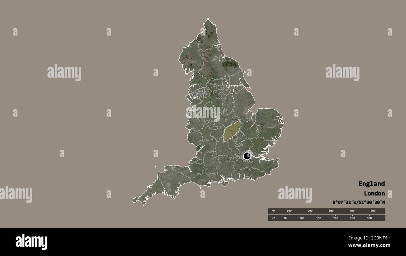 Forme désaturée de l'Angleterre avec sa capitale, sa principale ...