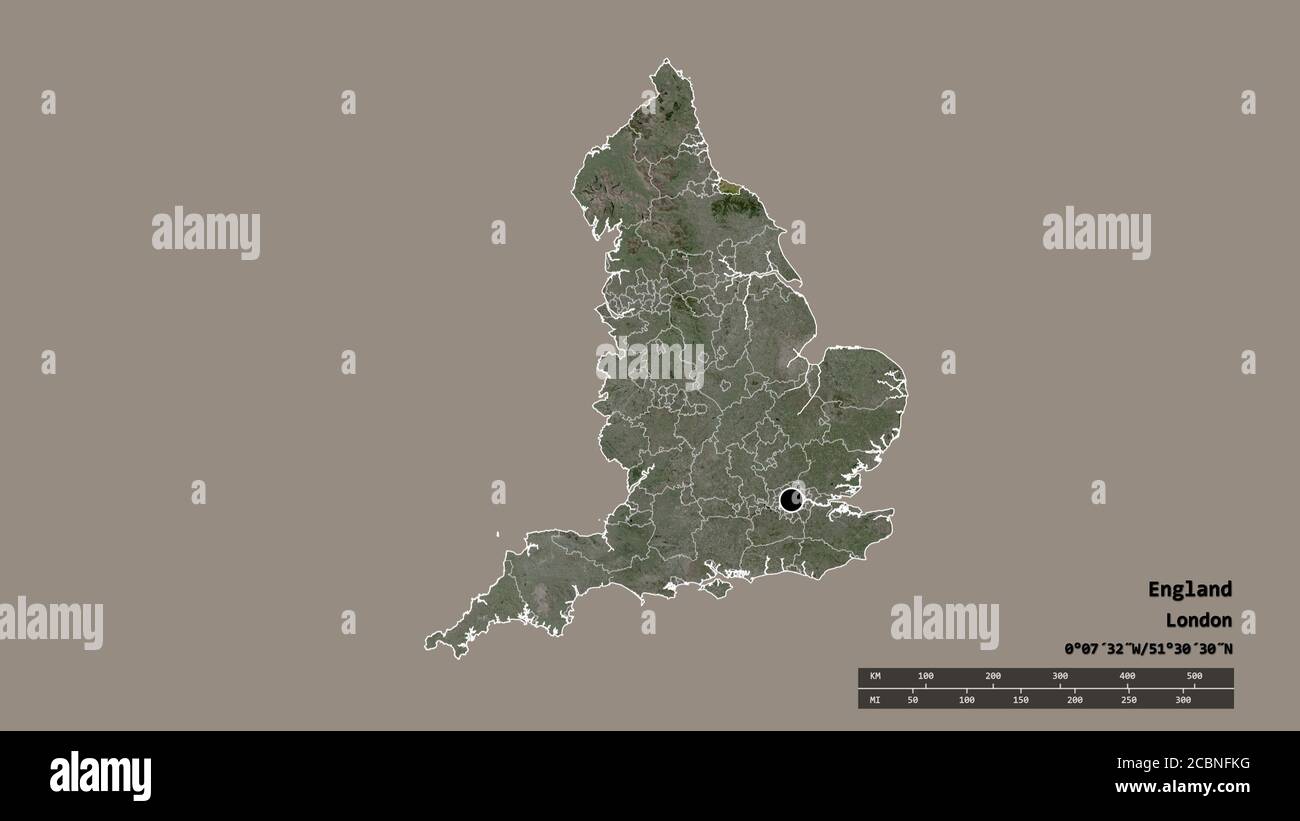 Forme désaturée de l'Angleterre avec sa capitale, sa principale ...