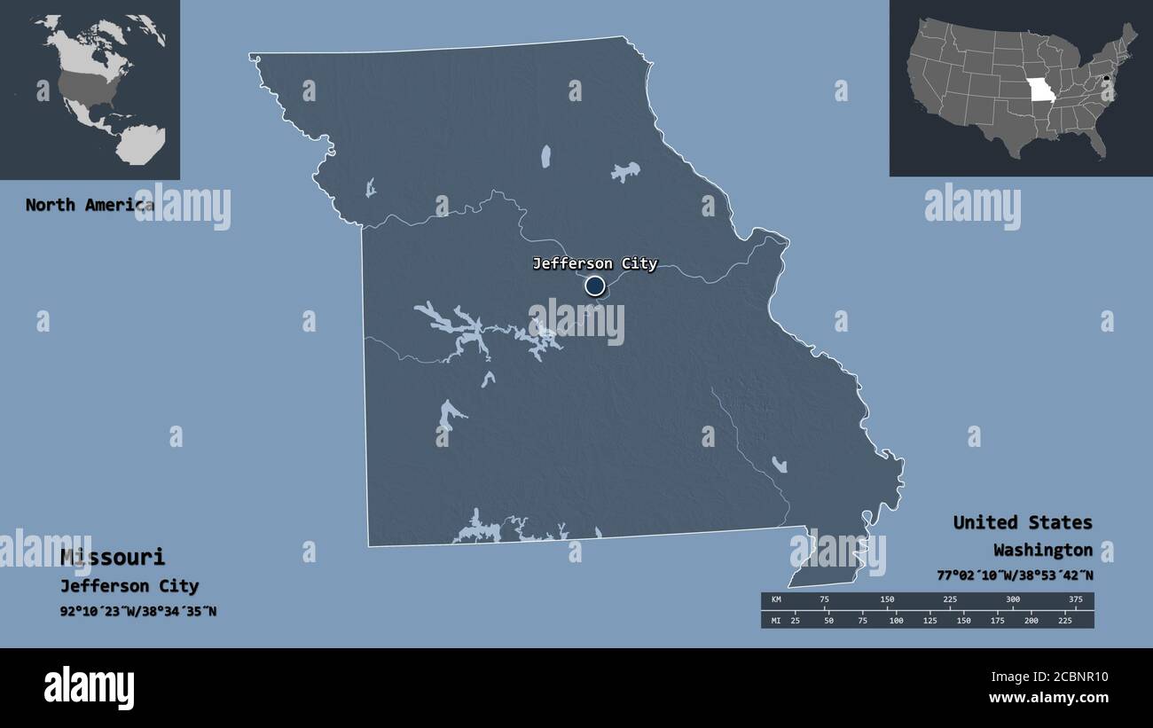 La forme du Missouri, État de la région continentale des États-Unis, et ...