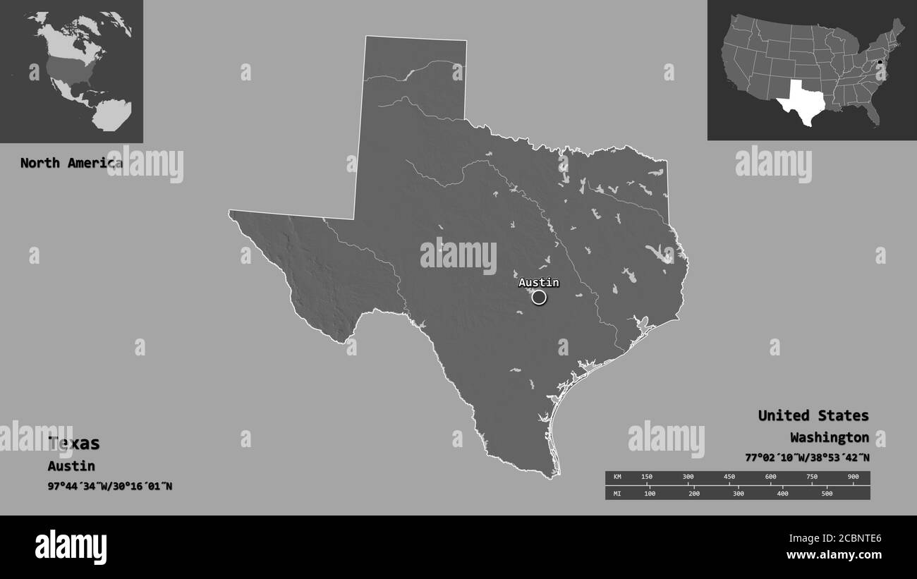 La forme du Texas, l'État de Mainland États-Unis, et sa capitale ...