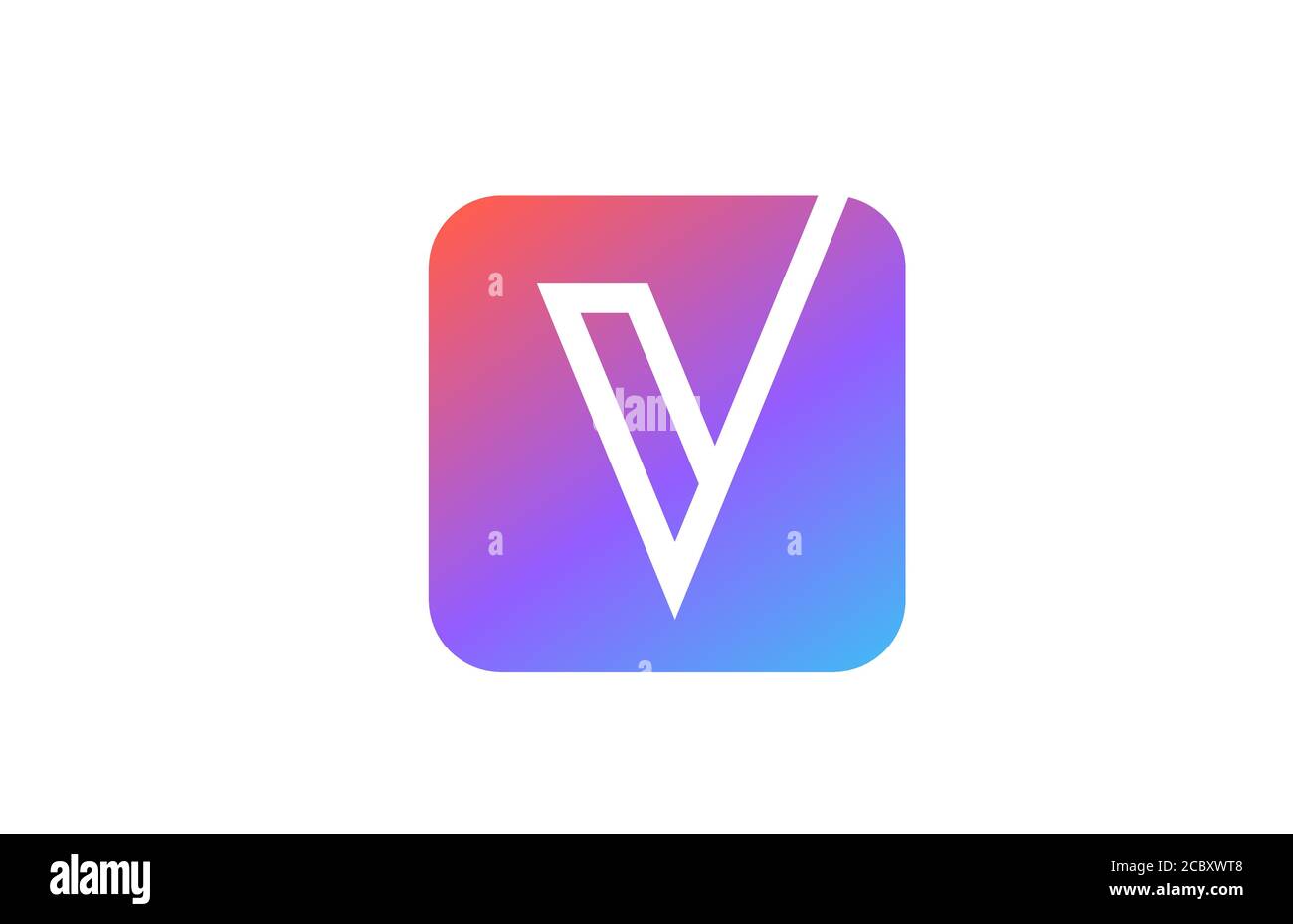 Icône de logo en forme de lettre V bleu rose. Conception de ligne pour ...
