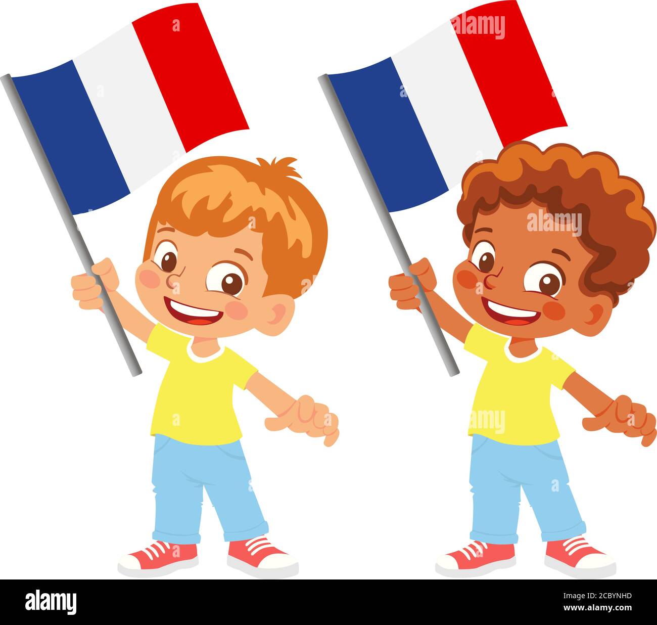 Drapeau de France en main. Drapeau de retenue des enfants. Drapeau ...