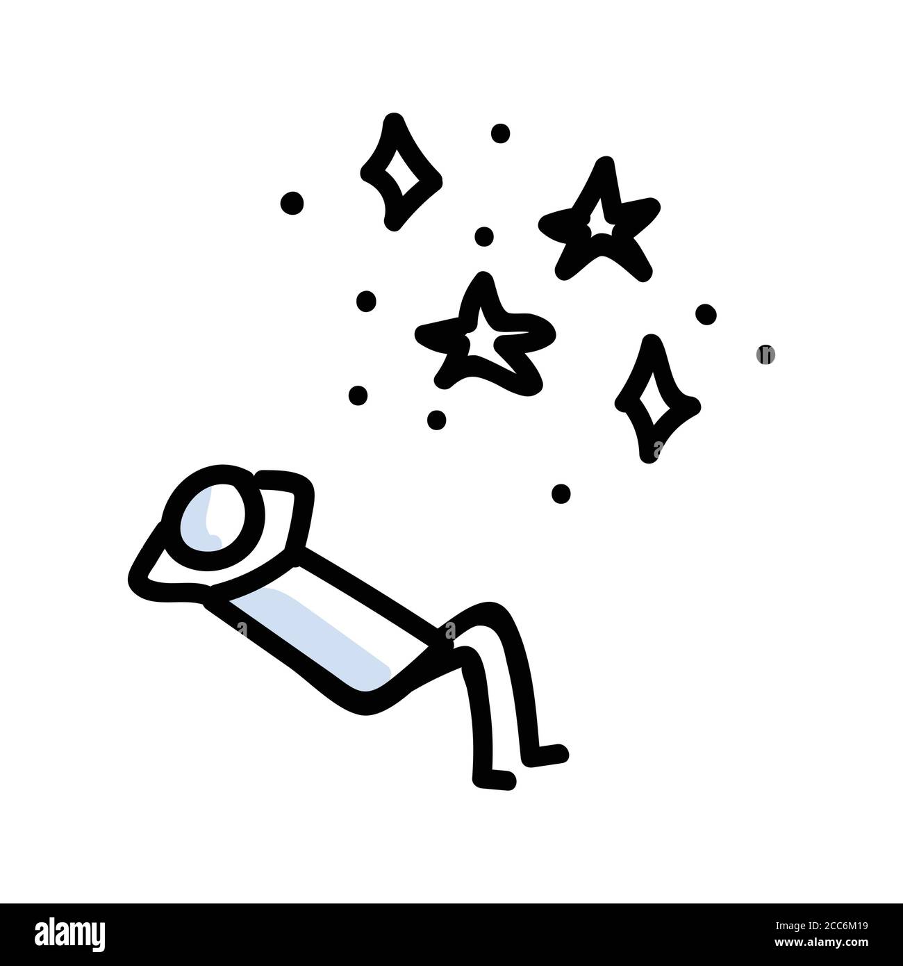 Concept de camping stickman dessiné à la main avec observation des ...