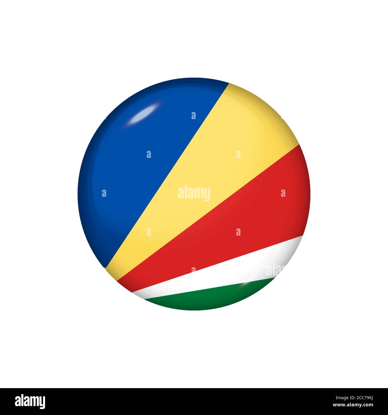 Icône drapeau des Seychelles. Drapeau brillant rond. Illustration ...