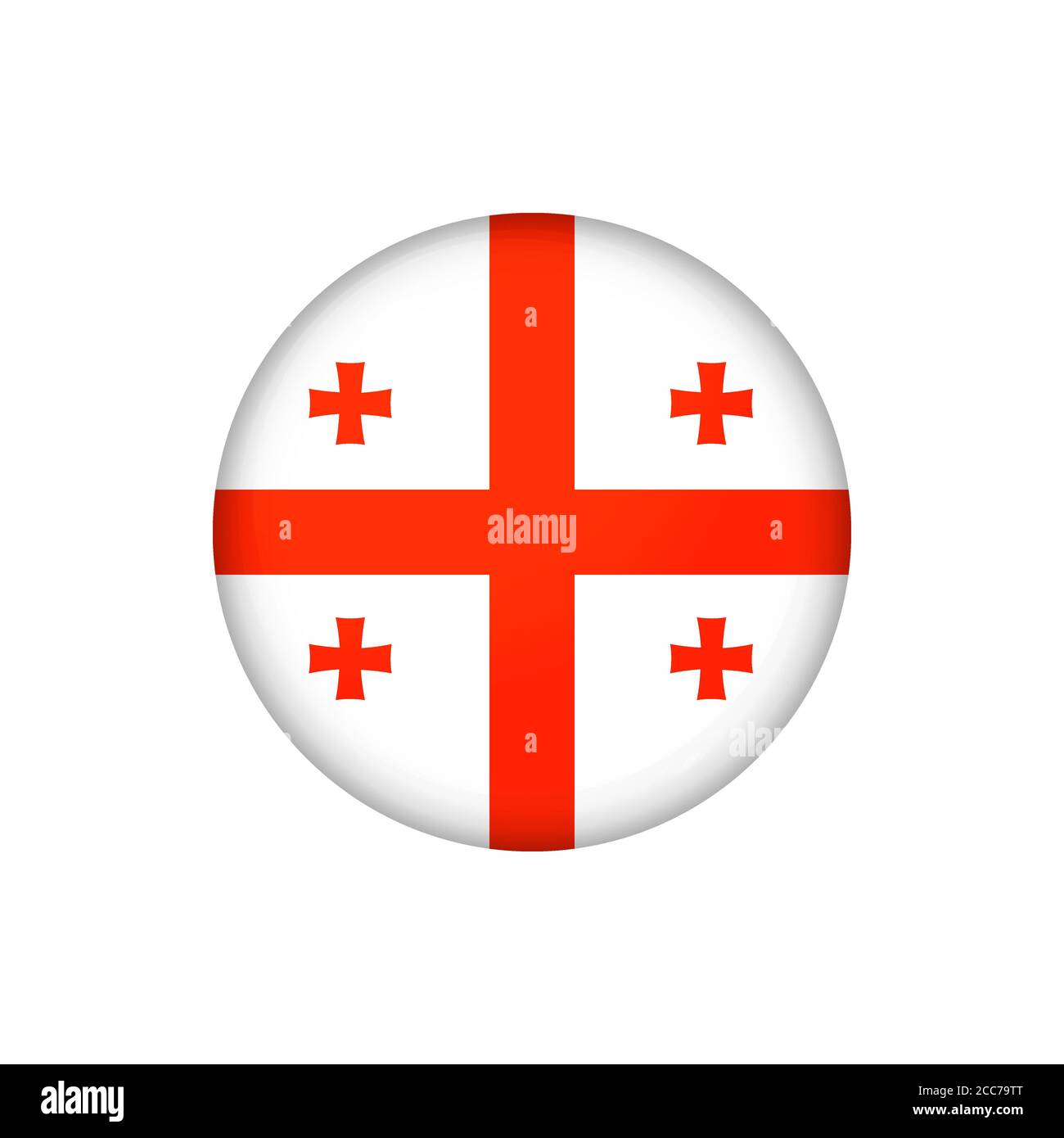 Drapeau emblématique de la Géorgie. Drapeau brillant rond. Illustration ...