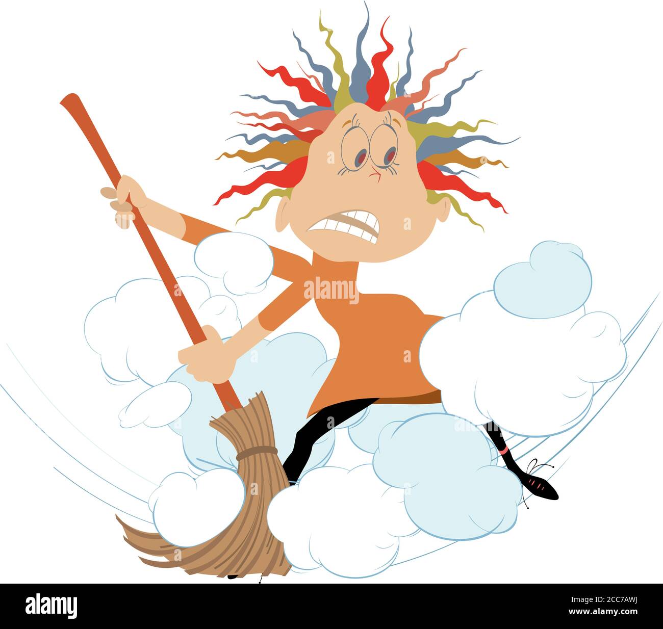 Femme avec un balai Banque d'images vectorielles - Alamy