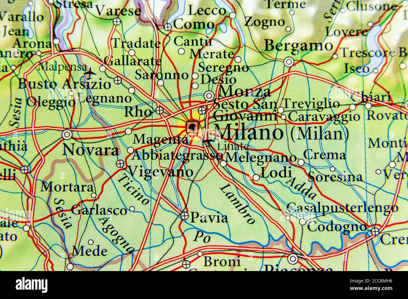 Carte géographique du pays européen Italie avec la ville de Milan Photo ...