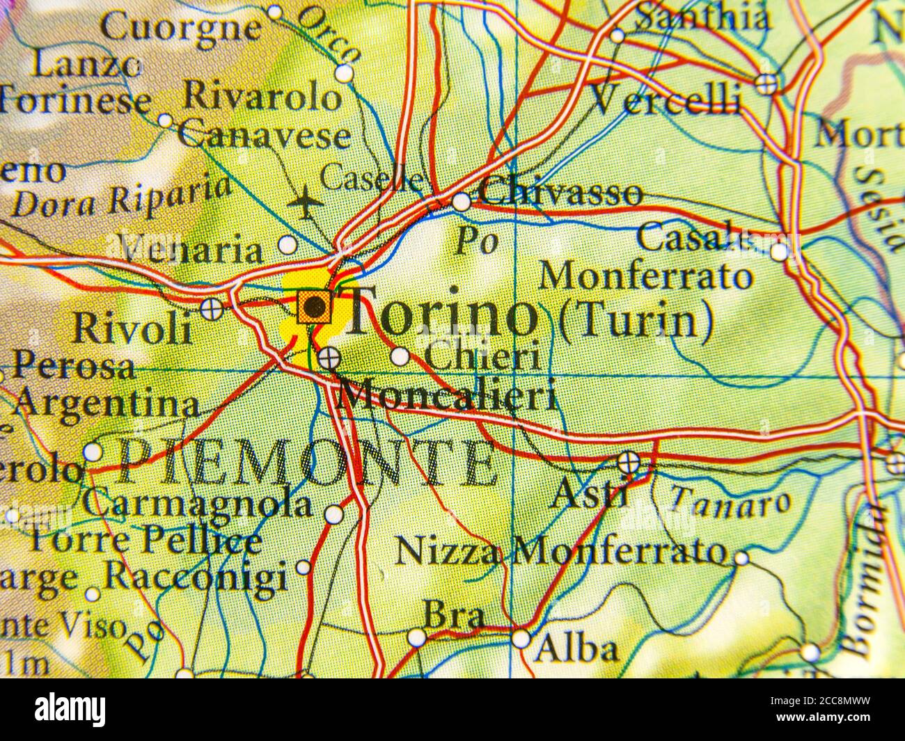 Carte géographique du pays européen Italie avec la ville de Turin Photo ...