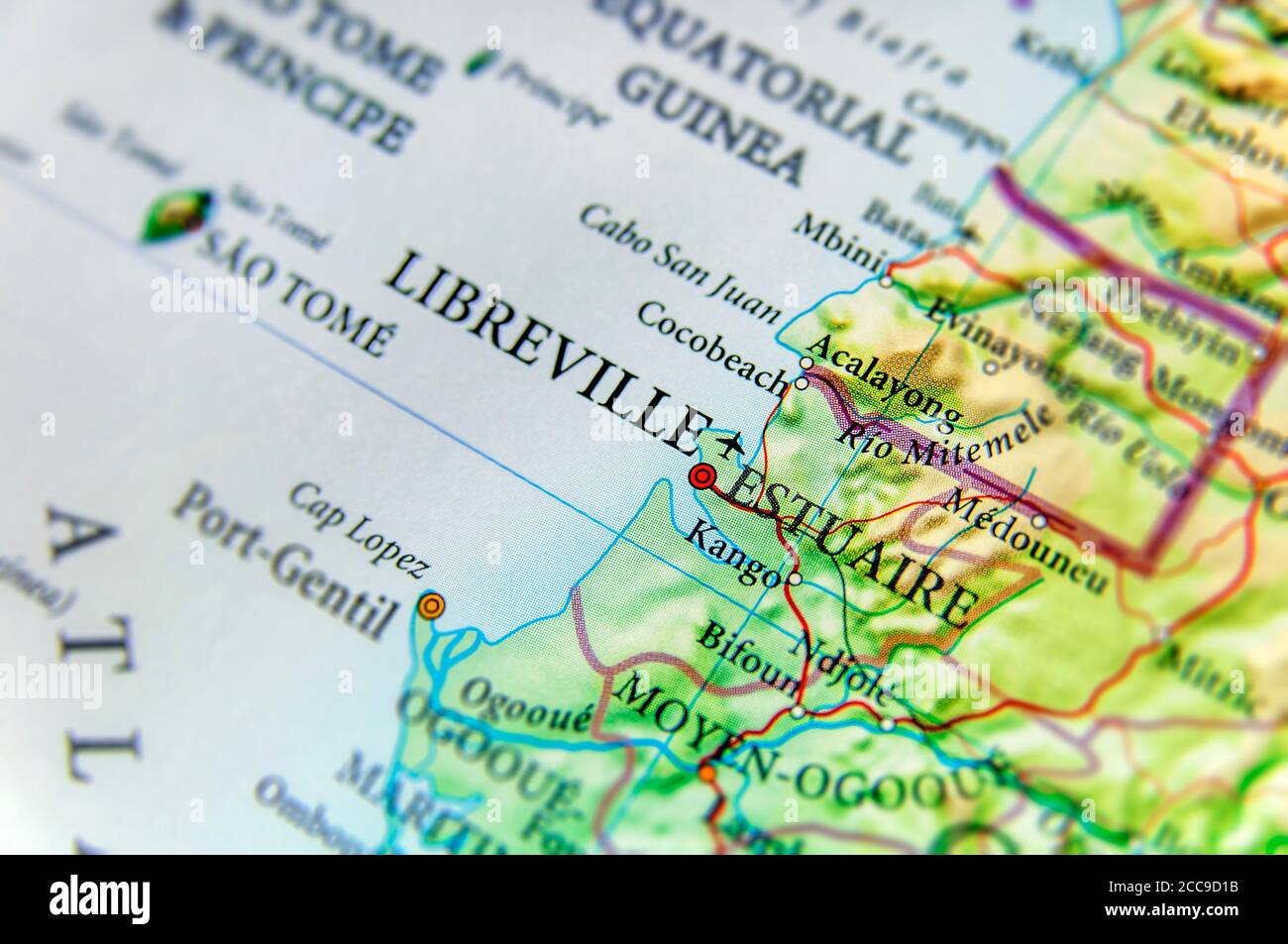 Carte géographique du Gabon avec la capitale Libreville Photo Stock - Alamy