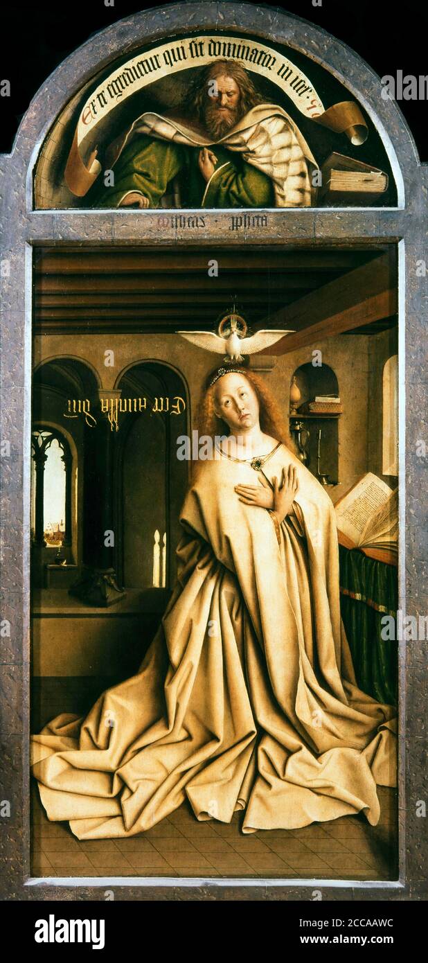 Le retable de Gand. Adoration de l'Agneau mystique : Annunciate Vierge ...