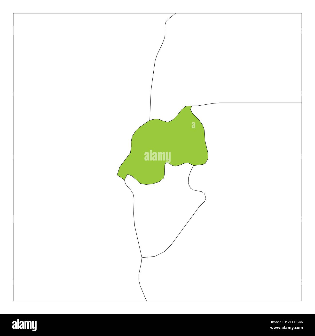 Carte du Rwanda en vert mise en évidence avec les pays voisins Image ...