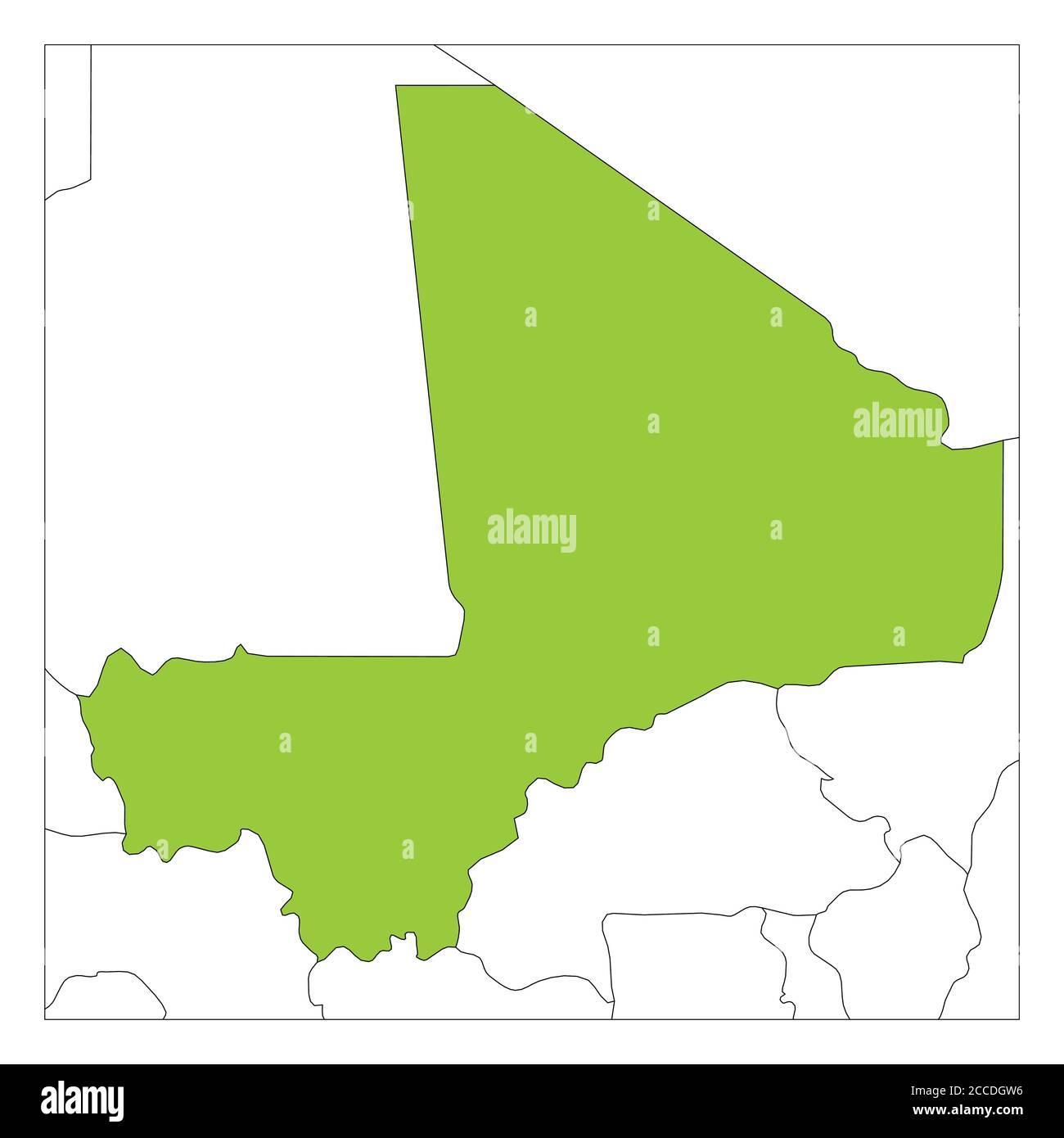Carte du Mali verte mise en évidence avec les pays voisins Image ...