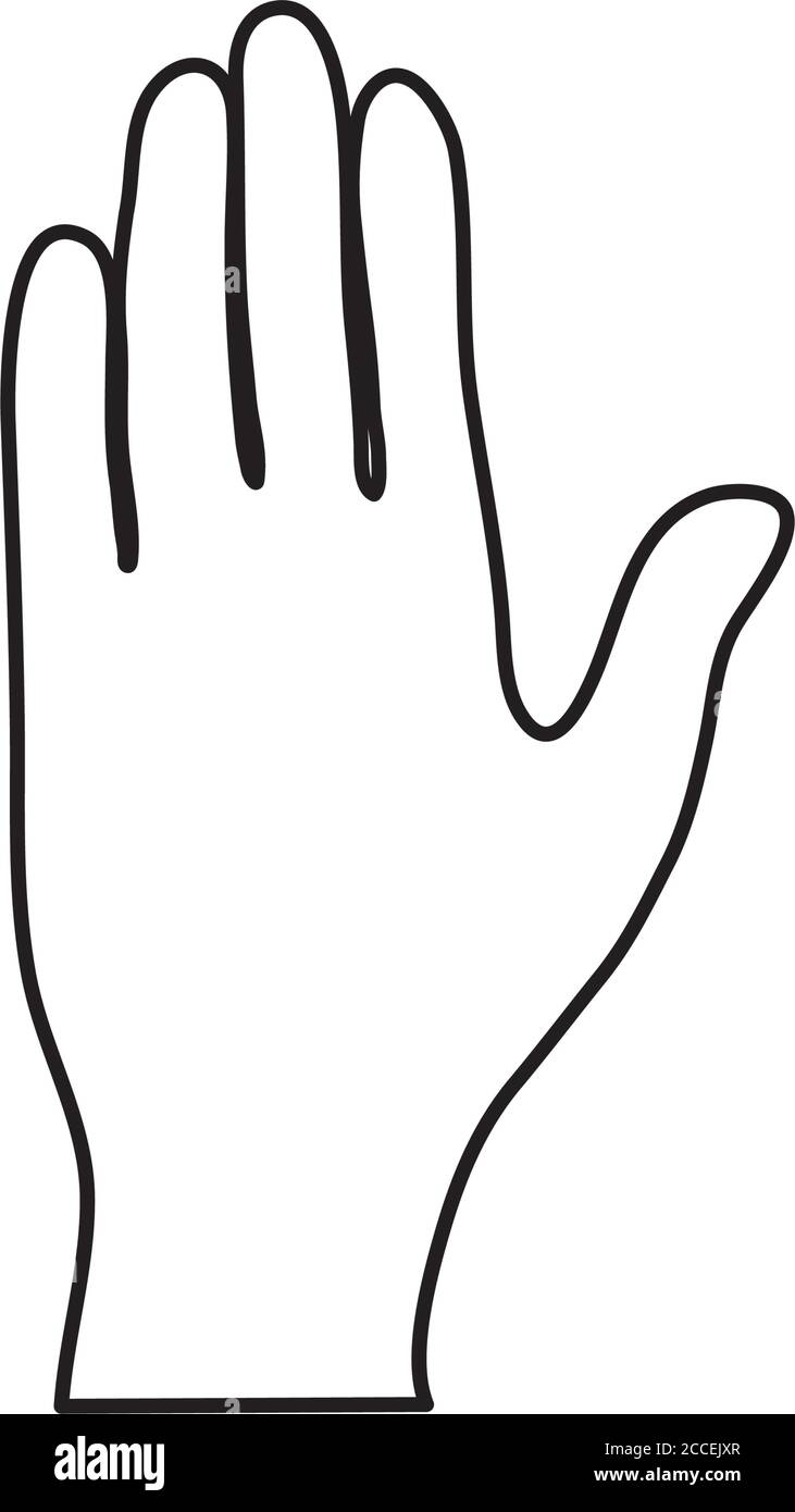 concept de corps humain, icône de main sur fond blanc, style de ligne ...