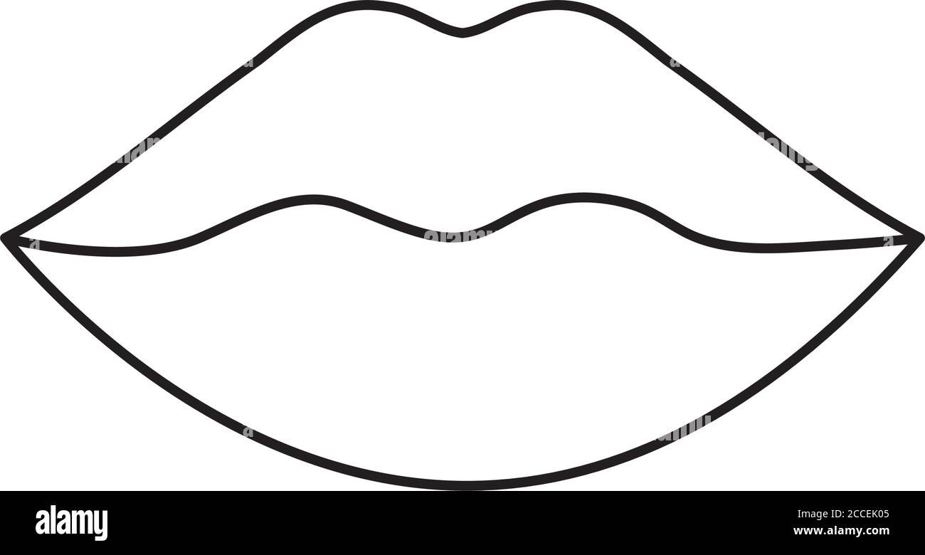 corps humain concept, bouche lèvres icône sur fond blanc, style de ...