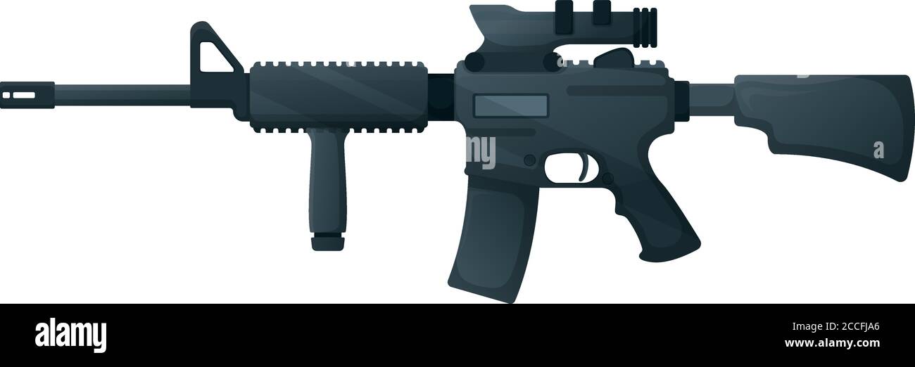 Fusil militaire américain m16 avec AIM, icône auto-défense concept d ...