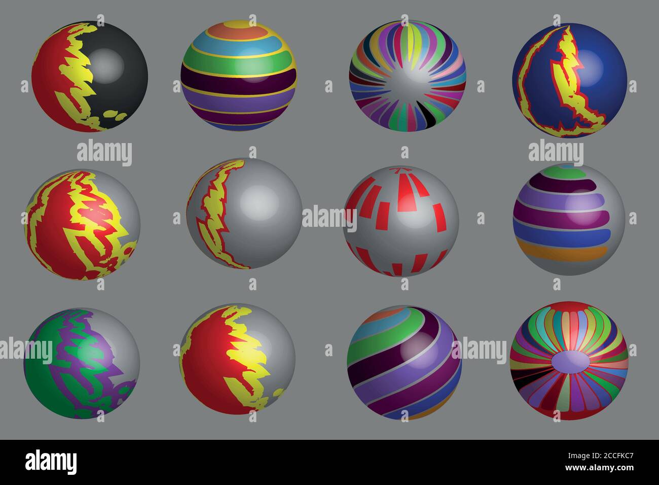 Différentes couleurs et boules de motif décoratif Illustration 3D Image ...