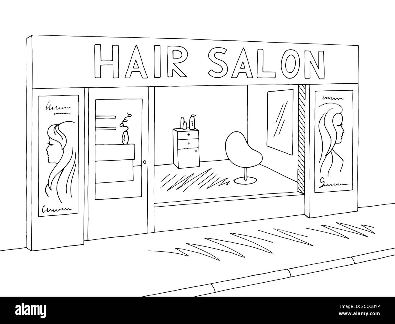 Hair salon exterior Banque d'images vectorielles - Alamy