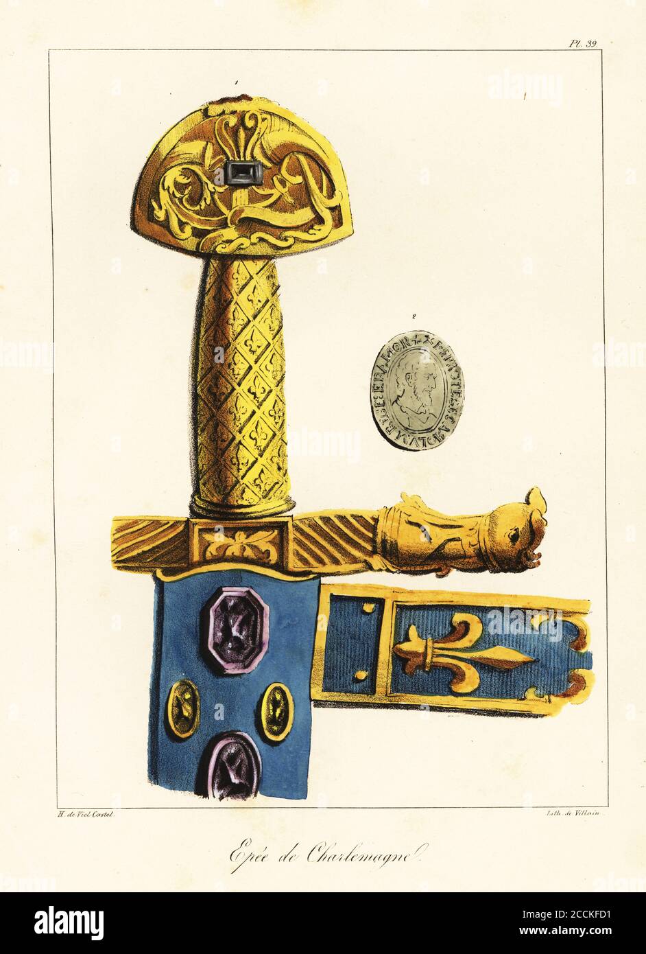 Épée de Joyeuse et sceau de Charlemagne, 8ème siècle. L'épée du ...