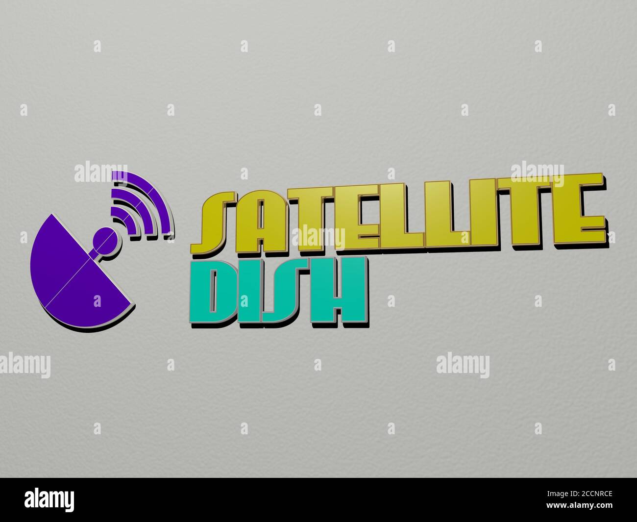 Image graphique 3D de la parabole satellite verticalement avec le texte ...