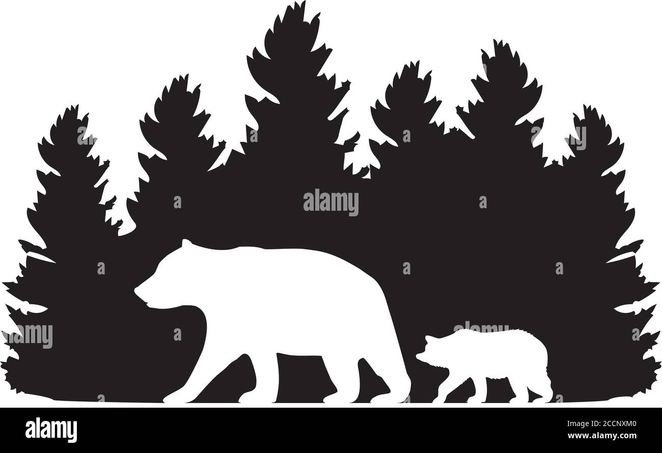 illustration vectorielle de l'ours mama et de l'ours bébé avec ...