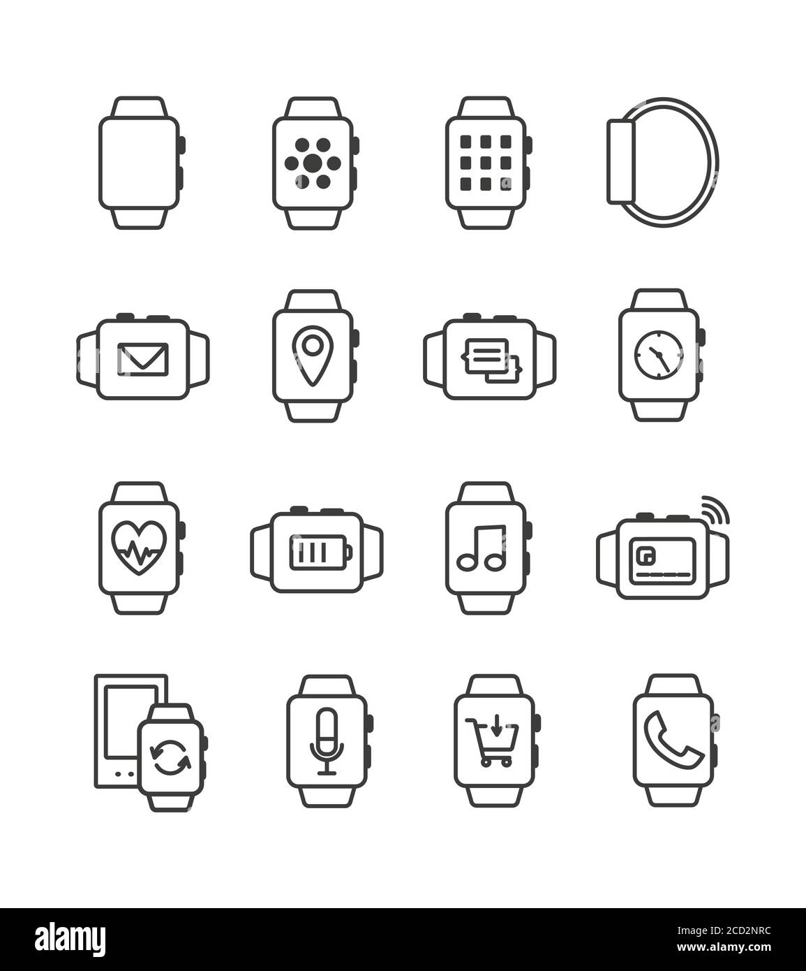 Ensemble d'icônes vectorielles de la montre intelligente. Symboles de ...