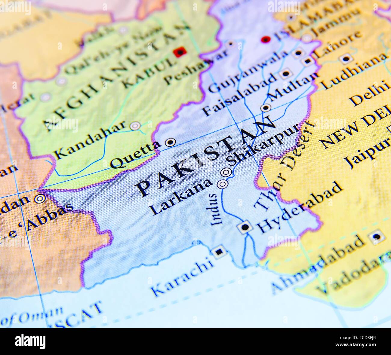 Carte géographique du Pakistan avec des villes importantes Photo Stock ...