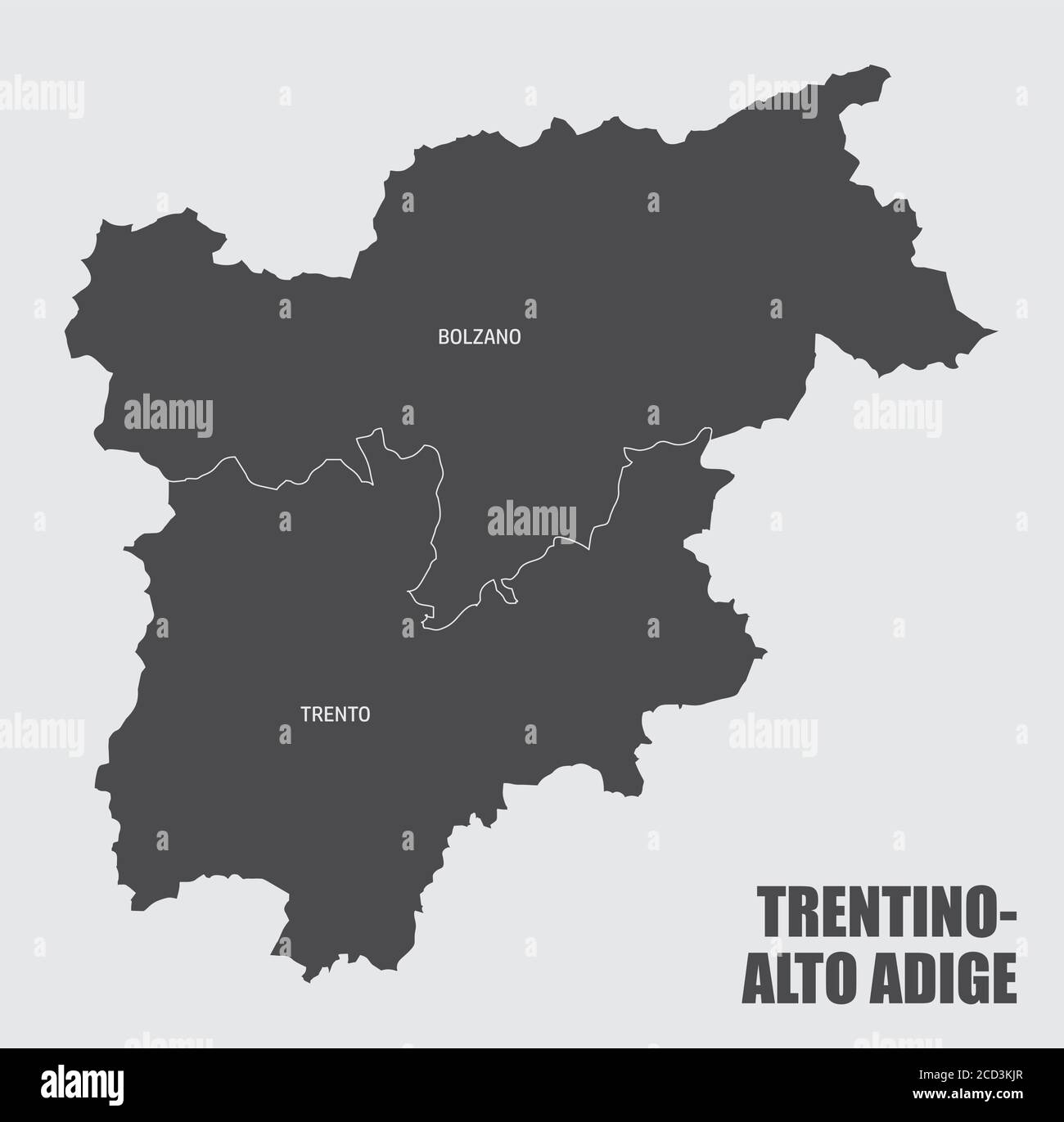 Carte de la région du Trentin-Haut-Adige Image Vectorielle Stock - Alamy