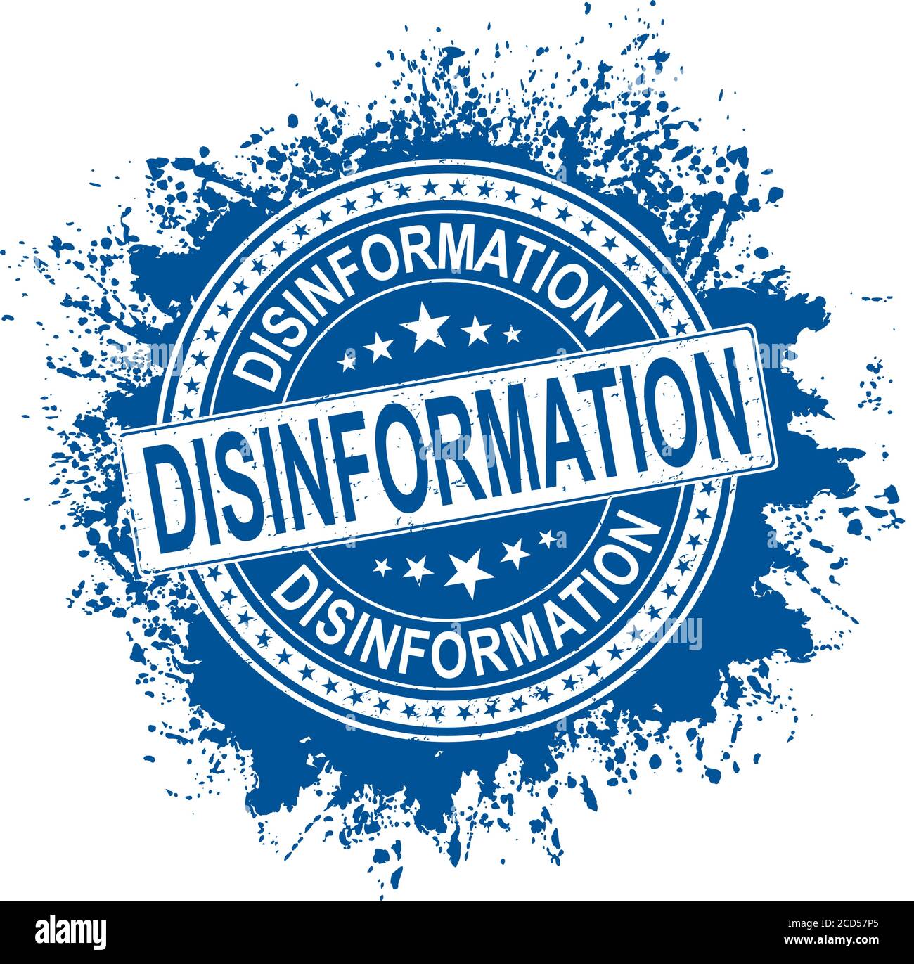 Affiche ou timbre bleu de désinformation fausse nouvelle sur fond blanc ...