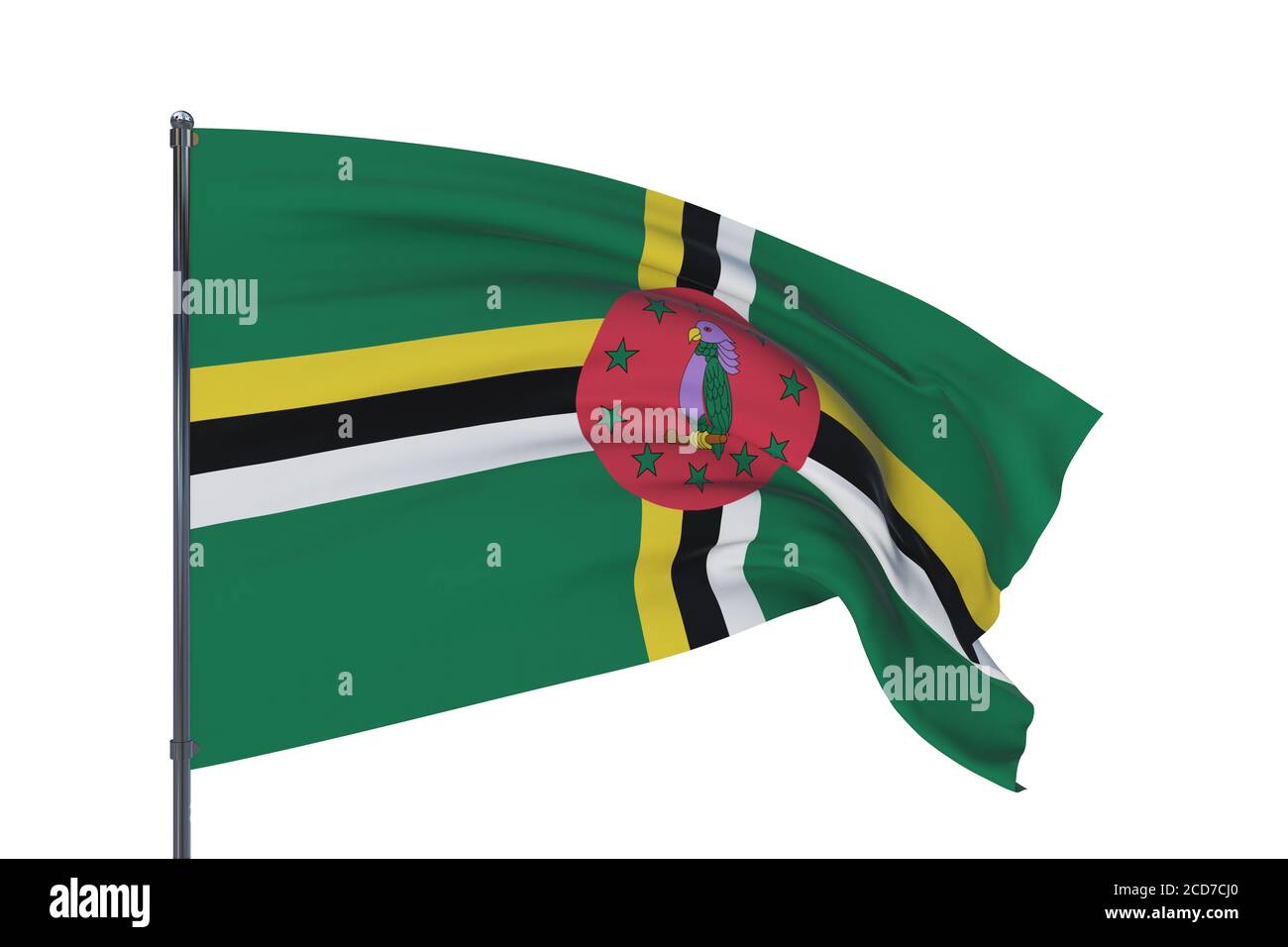 Illustration 3D. Drapeaux du monde - drapeau de la Dominique. Isolé sur fond blanc Photo Stock ...