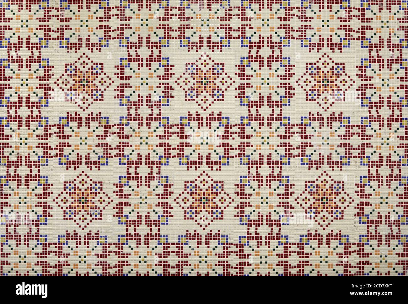 Motif en mosaïque de céramique bulgare traditionnelle à carreaux de ...