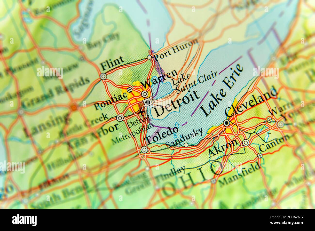 Carte géographique de la ville de Detroit Photo Stock - Alamy