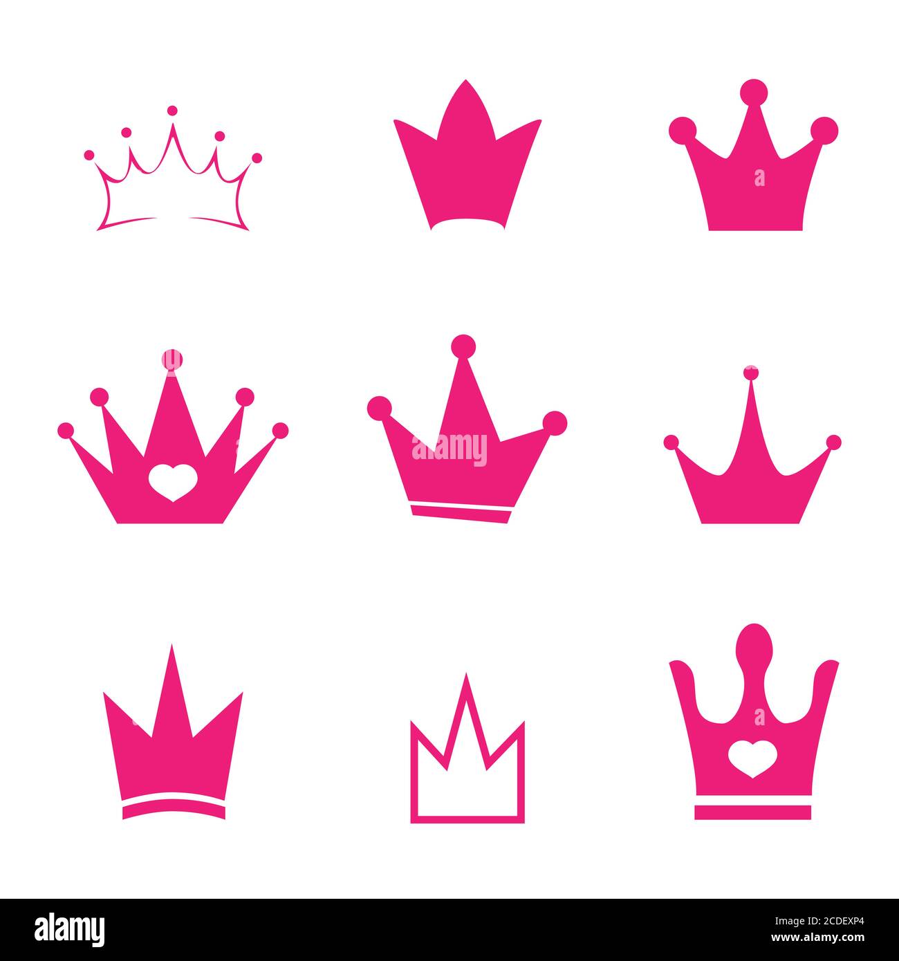 Définir le signe rose couronne princesse. Concevez des logos modernes ...