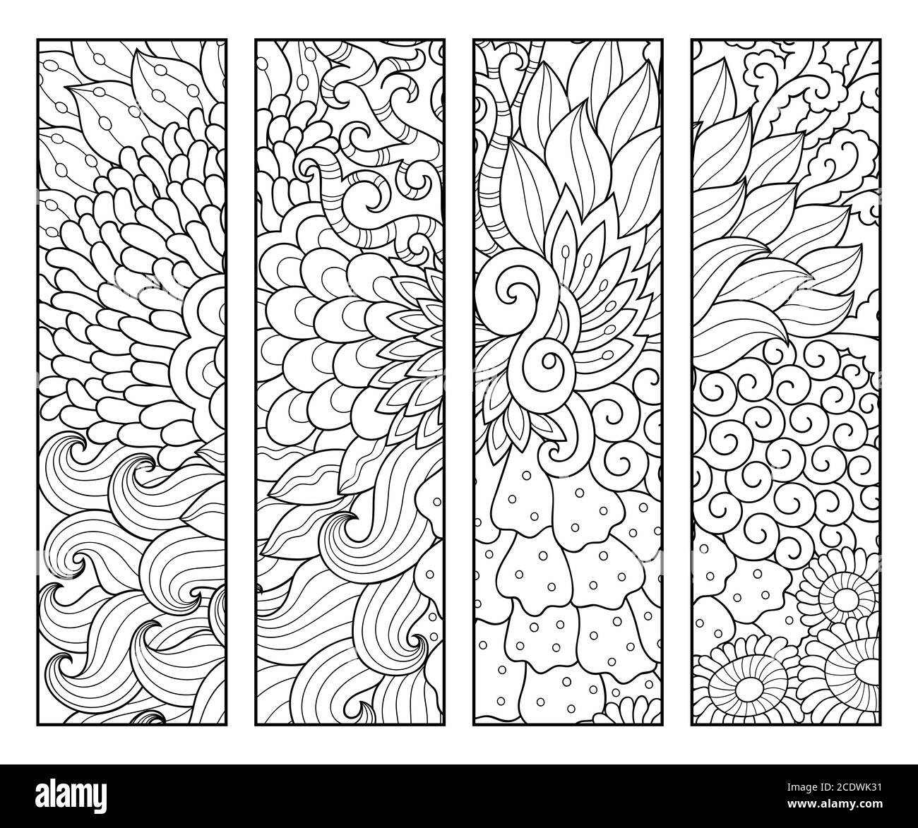 Signet pour livre - coloriage. Ensemble d'étiquettes noires et blanches ...
