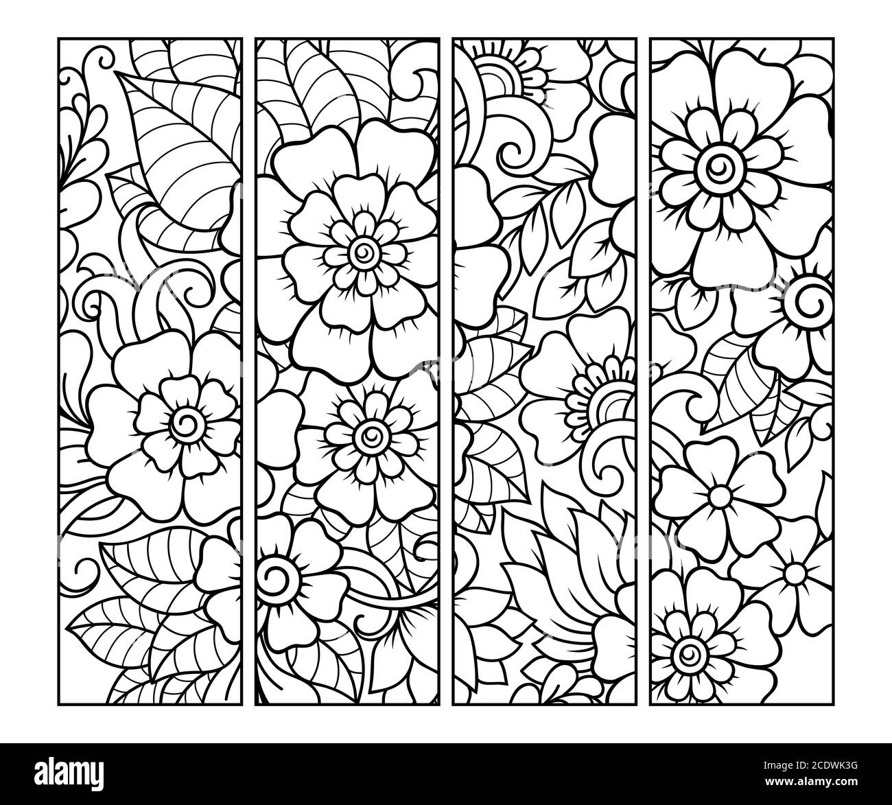 Signet pour livre - coloriage. Ensemble d'étiquettes noires et blanches ...