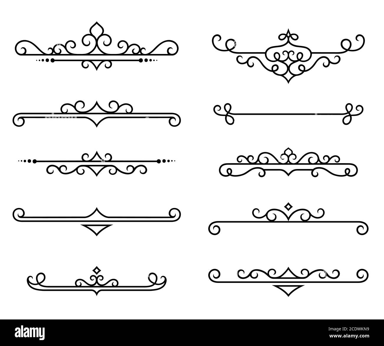 Séparateurs décoratifs calligraphiques. Ensemble d'éléments de ...