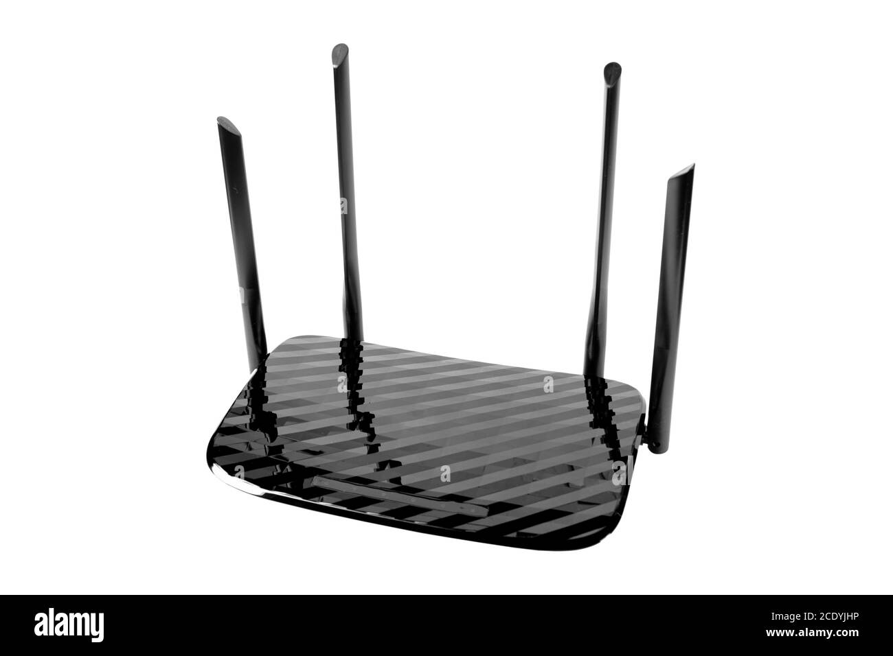 Routeur Wi-Fi sans fil isolé sur fond blanc avec masque. Technologie Wi ...