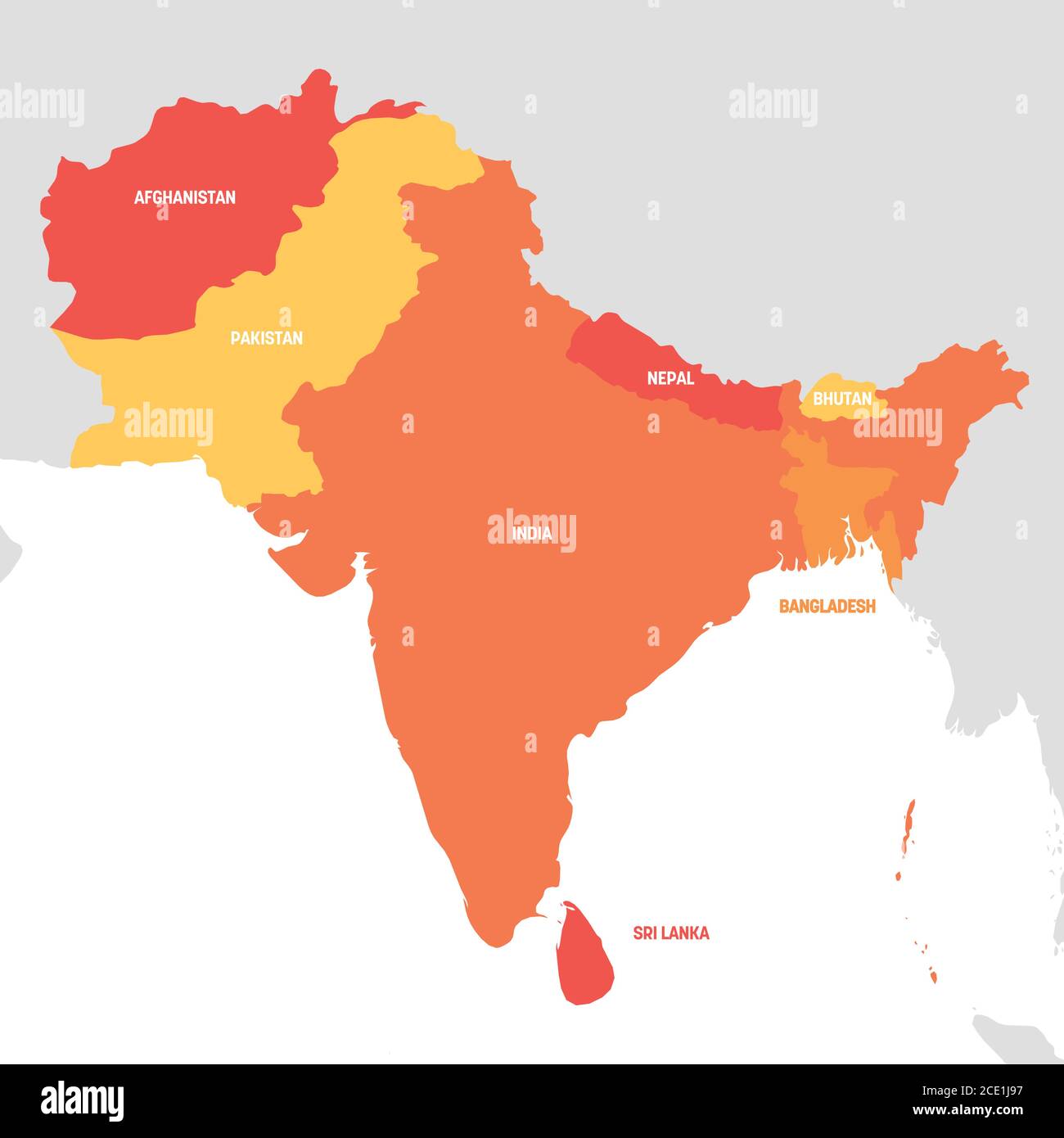 Région de l'Asie du Sud. Carte des pays de l'Asie du Sud. Illustration ...