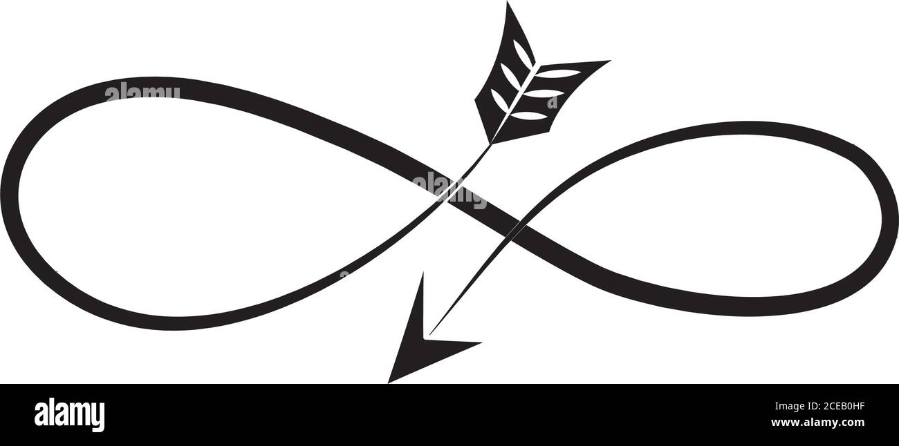 tatouage minimaliste boho infini flèche silhouette icône art sur blanc ...