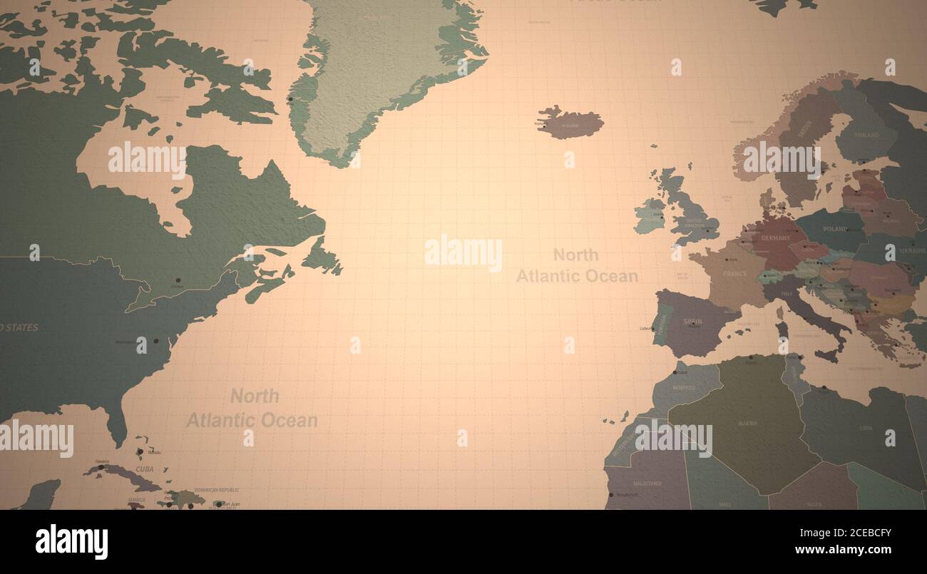 Atlantic ocean map Banque de photographies et d’images à haute ...