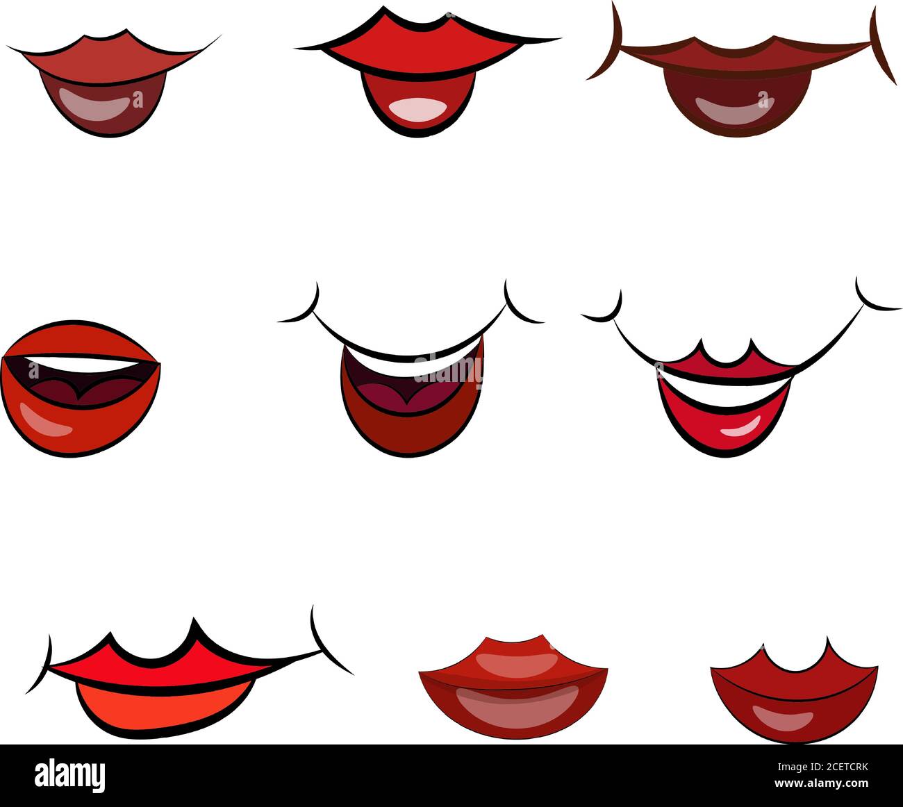 Ensemble de bouche de dessin animé à la main vector pour l'expression ...