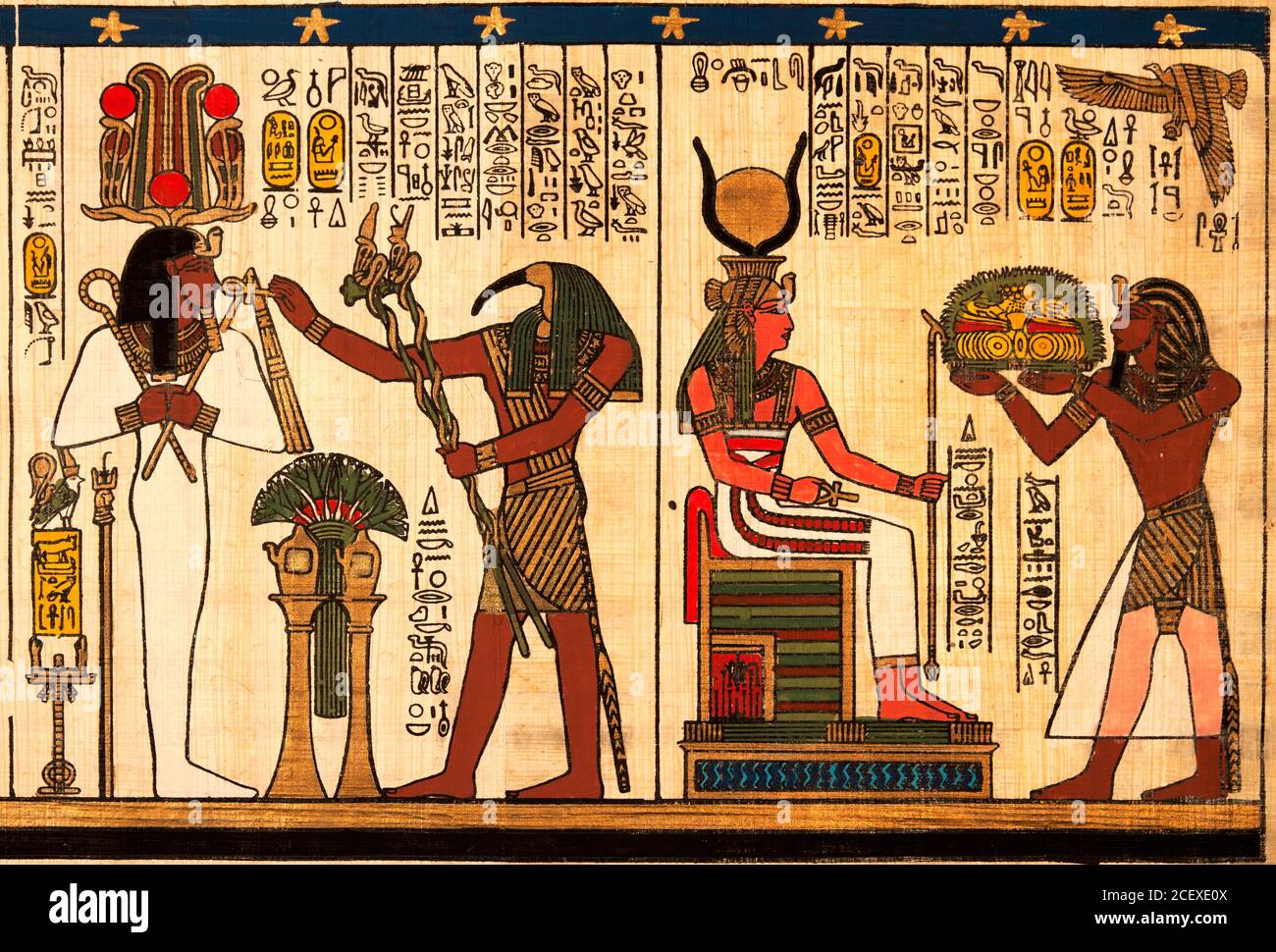 Papyrus égyptien avec hiéroglyphes anciens Photo Stock - Alamy